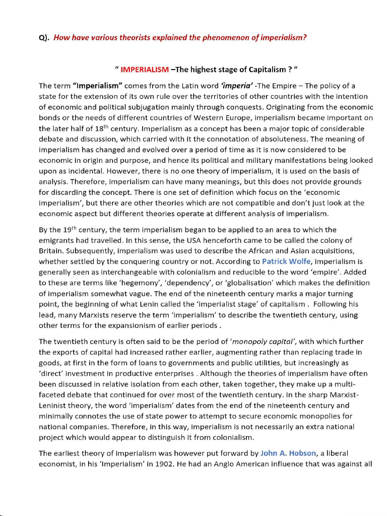 Theories of Imperialism Explained | PDF | Imperialism | Capitalism