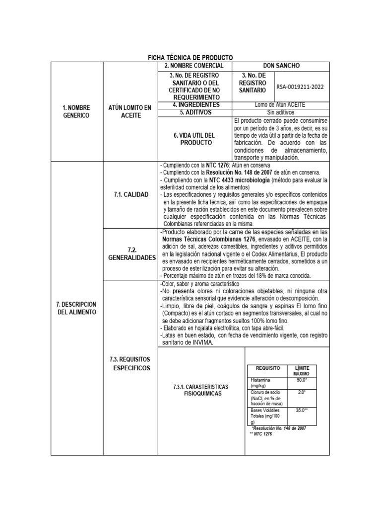 FT - Atun - Don Sancho | PDF | Mercurio (Elemento) | Química