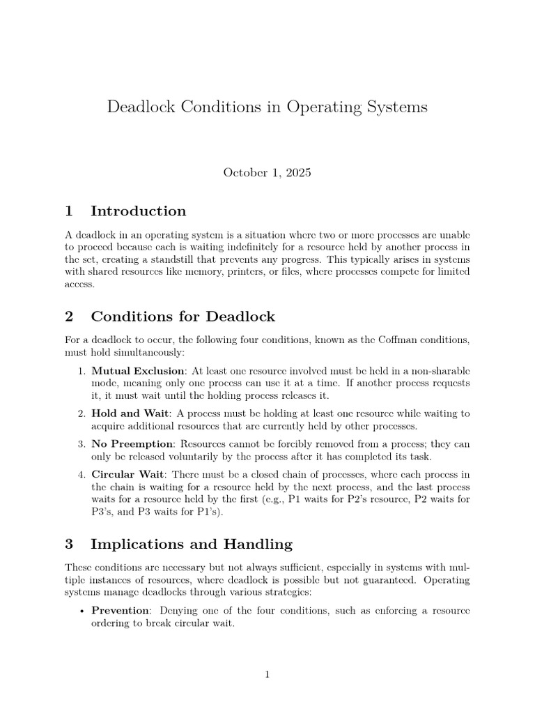 Operating System Deadlock | PDF