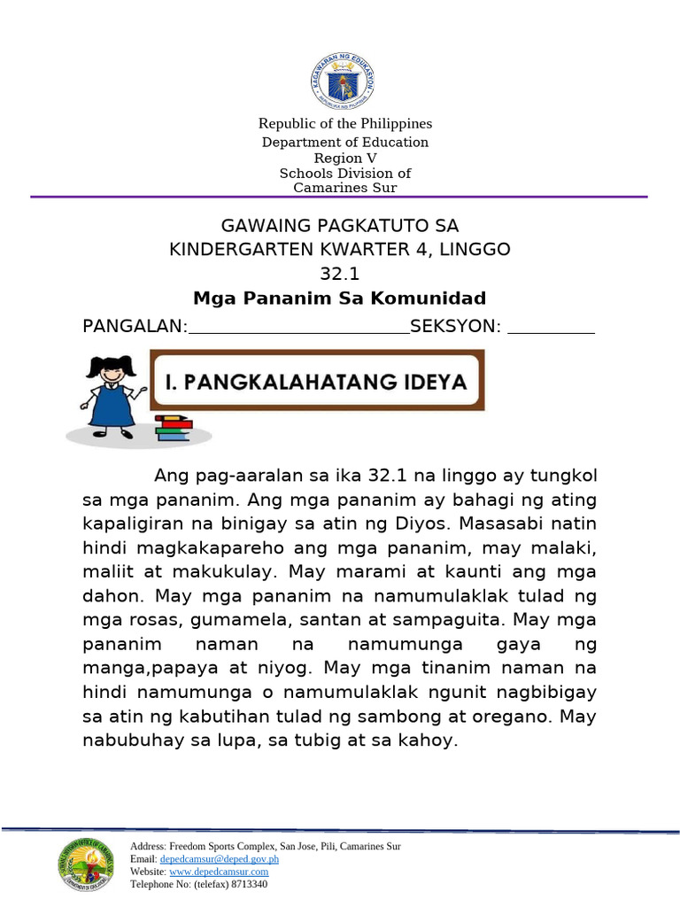 Kinder LAS Q4 WEEK 32.1 TAGALOG | PDF