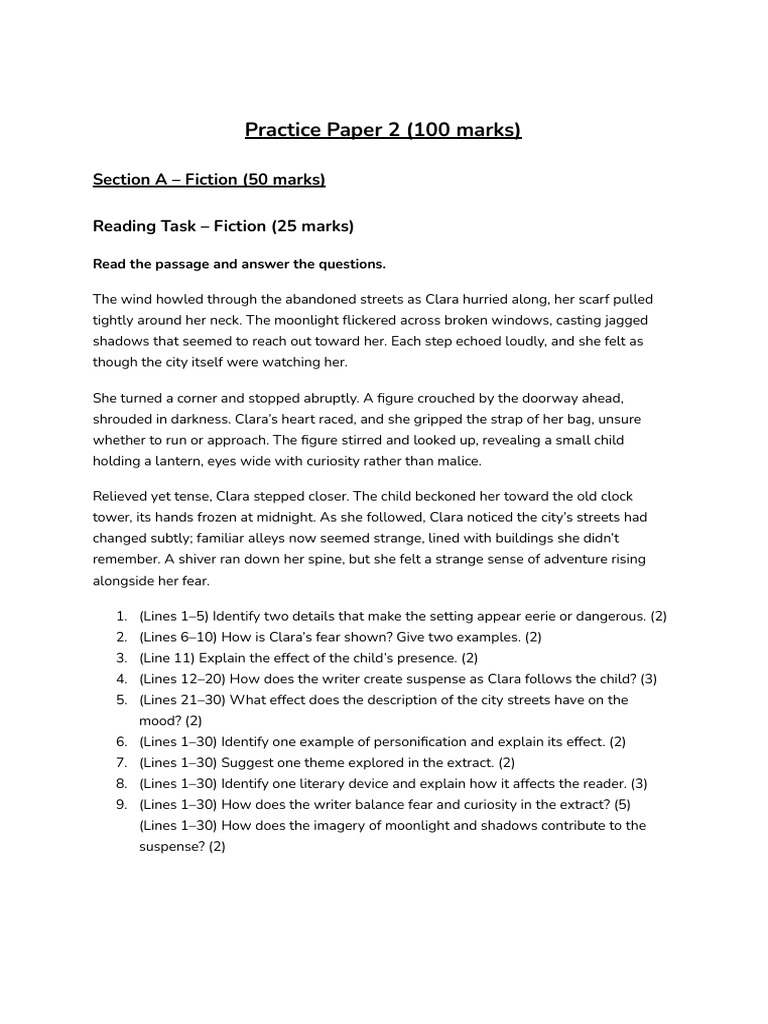 Fiction and Non-Fiction Practice Paper | PDF