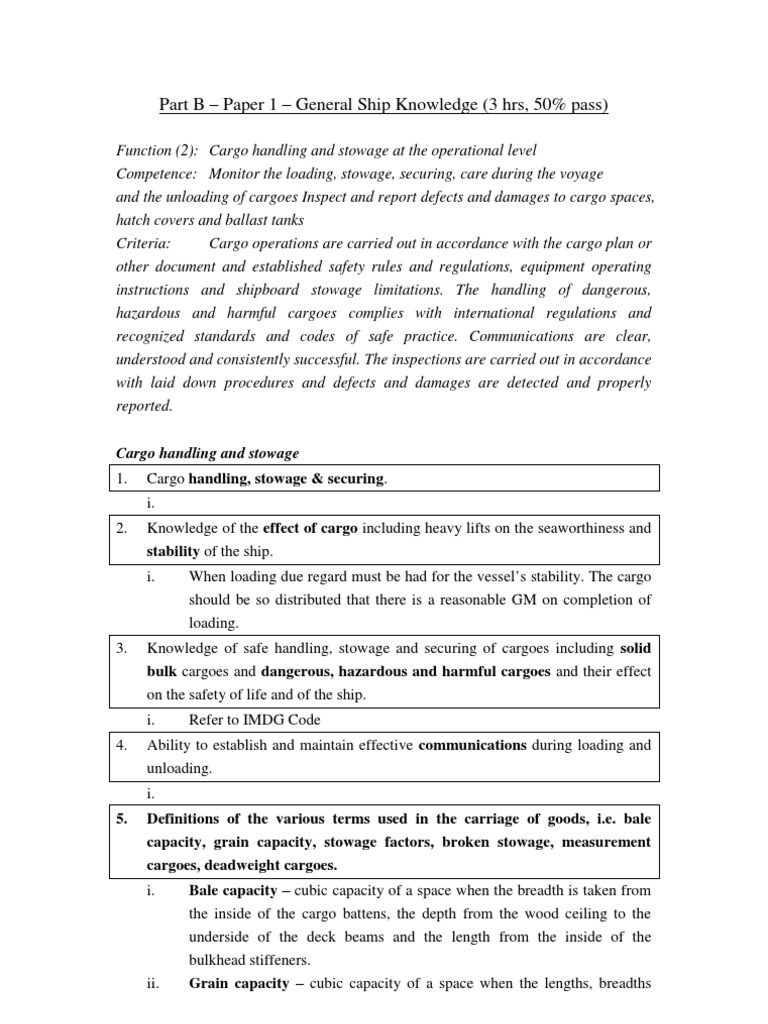 Cargo Handling and Stowage Procedures | PDF