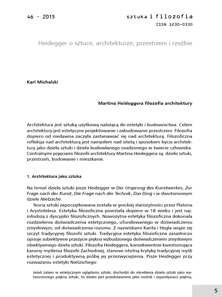 Heidegger Michalski Architektura | PDF