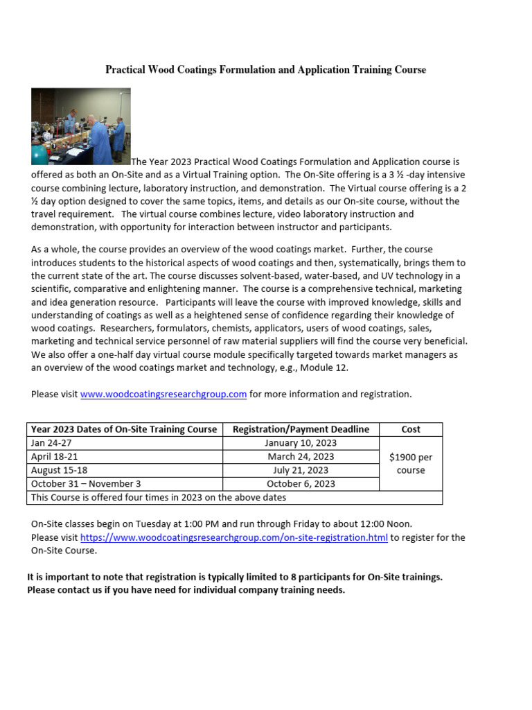 Wood Coatings Training Course 2023 | PDF | Cross Link | Paint