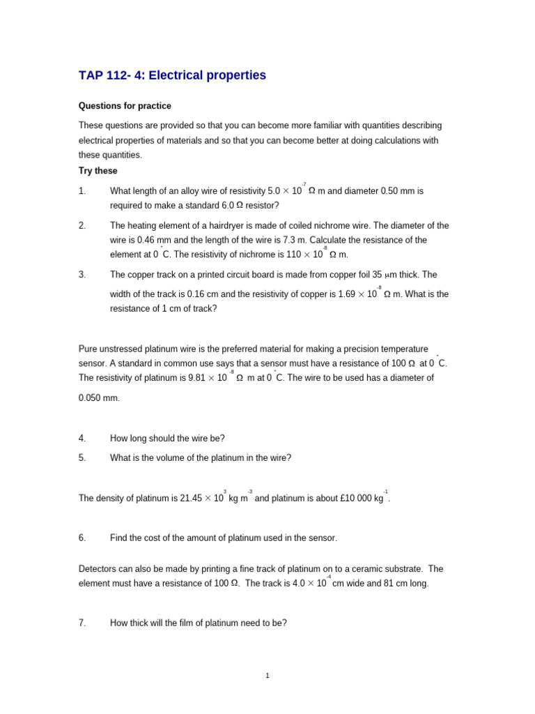 Episode 112 4 Electrical Properties | PDF | Electricity | Materials