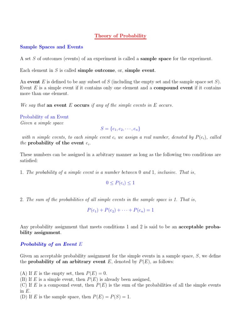 Sample Spaces and Events: Theory of Probability | PDF | Probability | Probability Theory