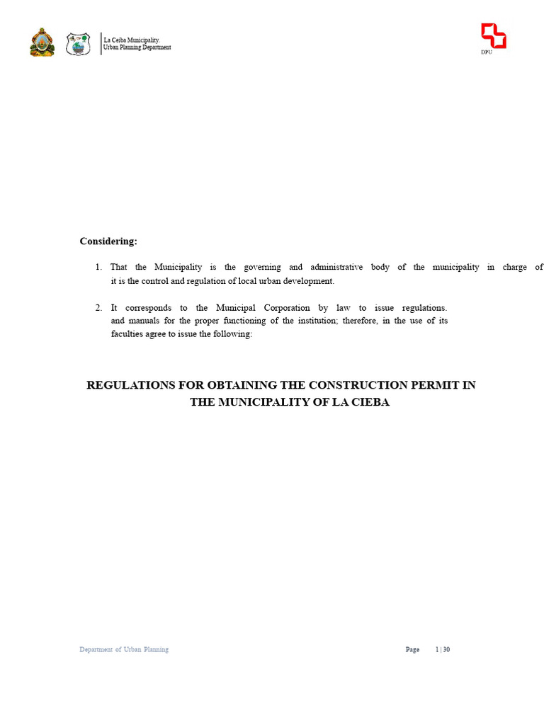 La Ceiba Construction Permit Regulations | PDF | Regulatory Compliance ...