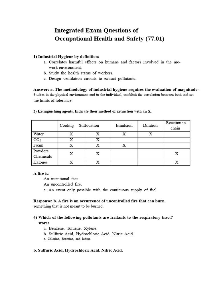 Occupational Health & Safety Exam Questions | PDF | Sound ...