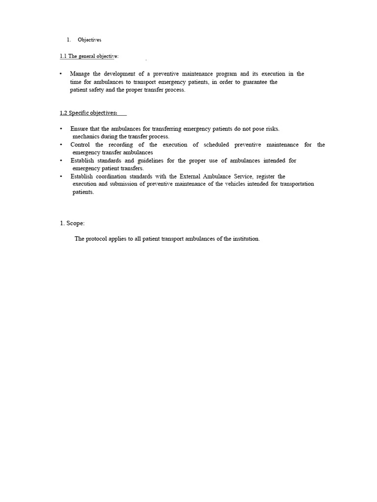 Ambulance Preventive Maintenance Protocol | PDF | Ambulance | Safety
