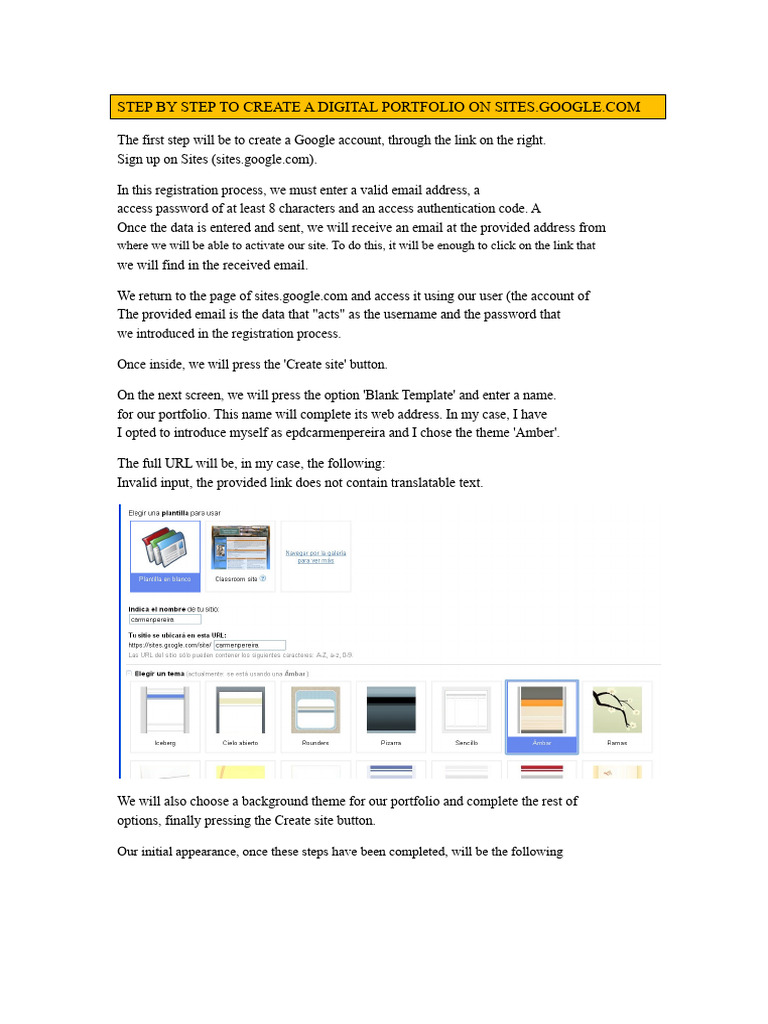 Create a Digital Portfolio on Google Sites | PDF | Computing | World ...
