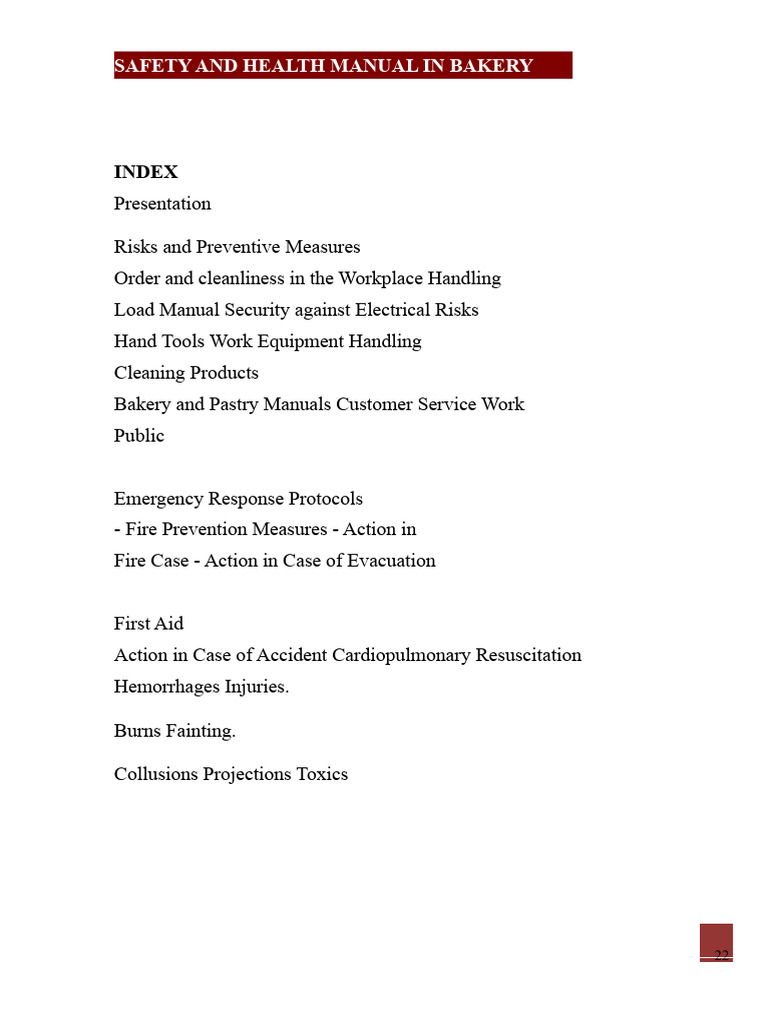 Safety and Health Manual in Bakery | PDF | Occupational Safety And ...