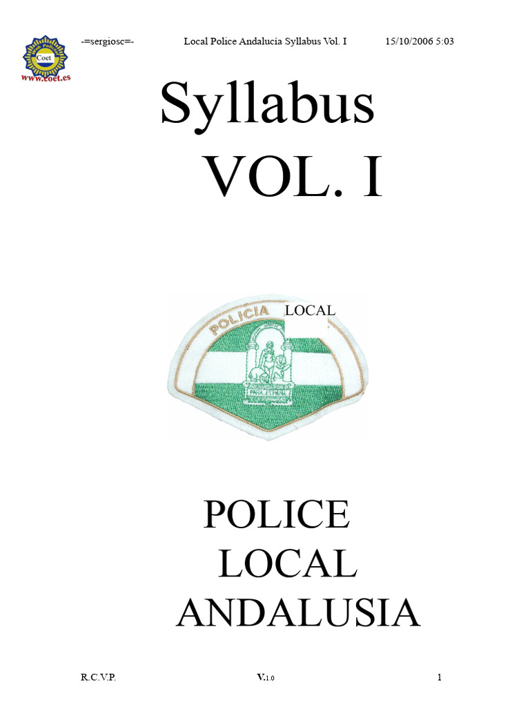 Coet Syllabus Local Police Andalusia Vol. I | PDF | Constitutional ...