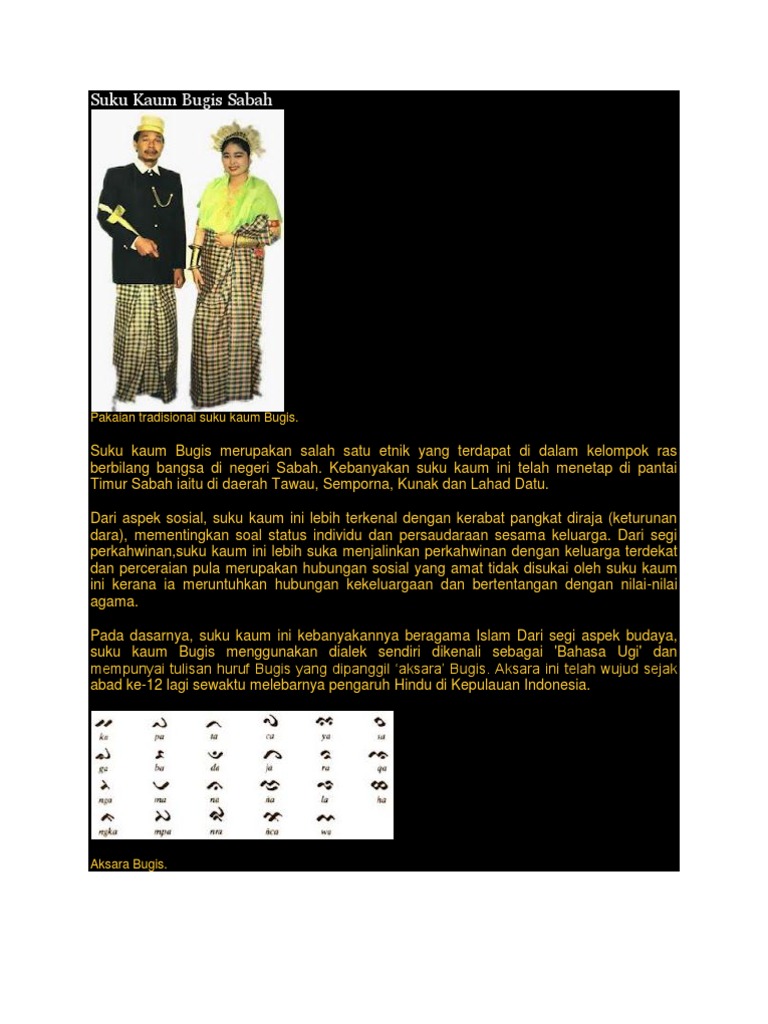 Asal Usul dan Budaya Kaum Bugis Sabah | PDF | Sejarah