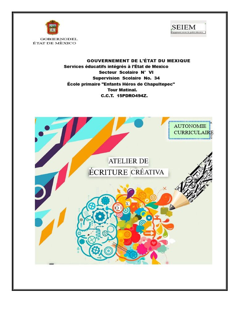 Atelier d'Écriture Créative à l'École | PDF | Apprentissage | Créativité