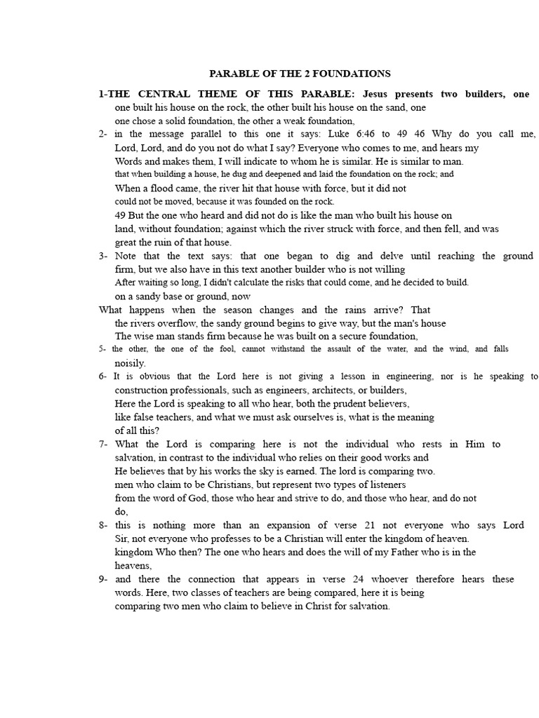 Parable of The Two Foundations | PDF | Jesus | Faith