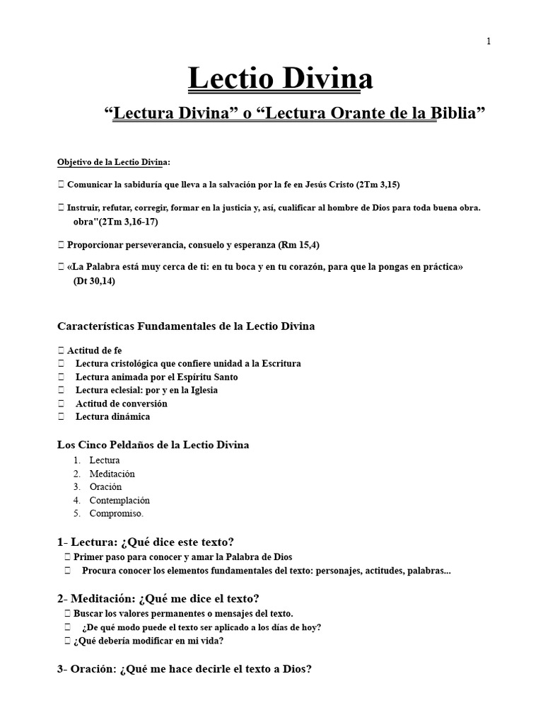 Guía Práctica de Lectio Divina | PDF | Lectio Divina | Oración