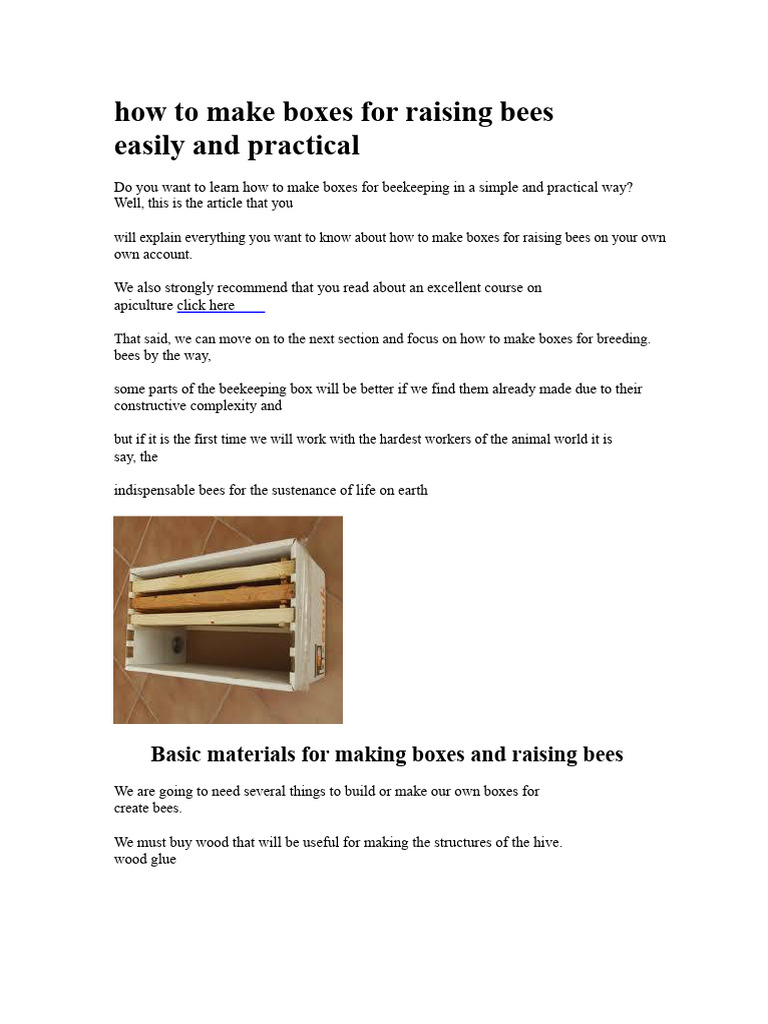 DIY Bee Box Construction Guide | PDF | Beehive | Beekeeping