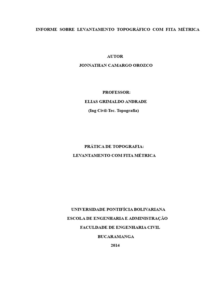 Levantamento Topográfico com Fita Métrica | PDF | Topografia | Medição