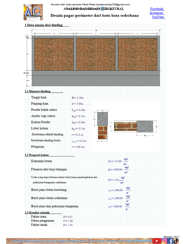Spreadsheet Desain Pagar Perimeter Bangunan Dalam PTC Mathcad 1 Dapat ...