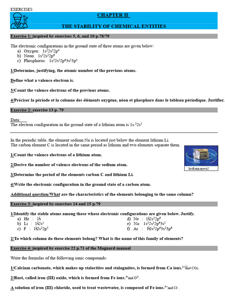 Chapter 2 The Stability Of Chemical Entities Exercises Pdf