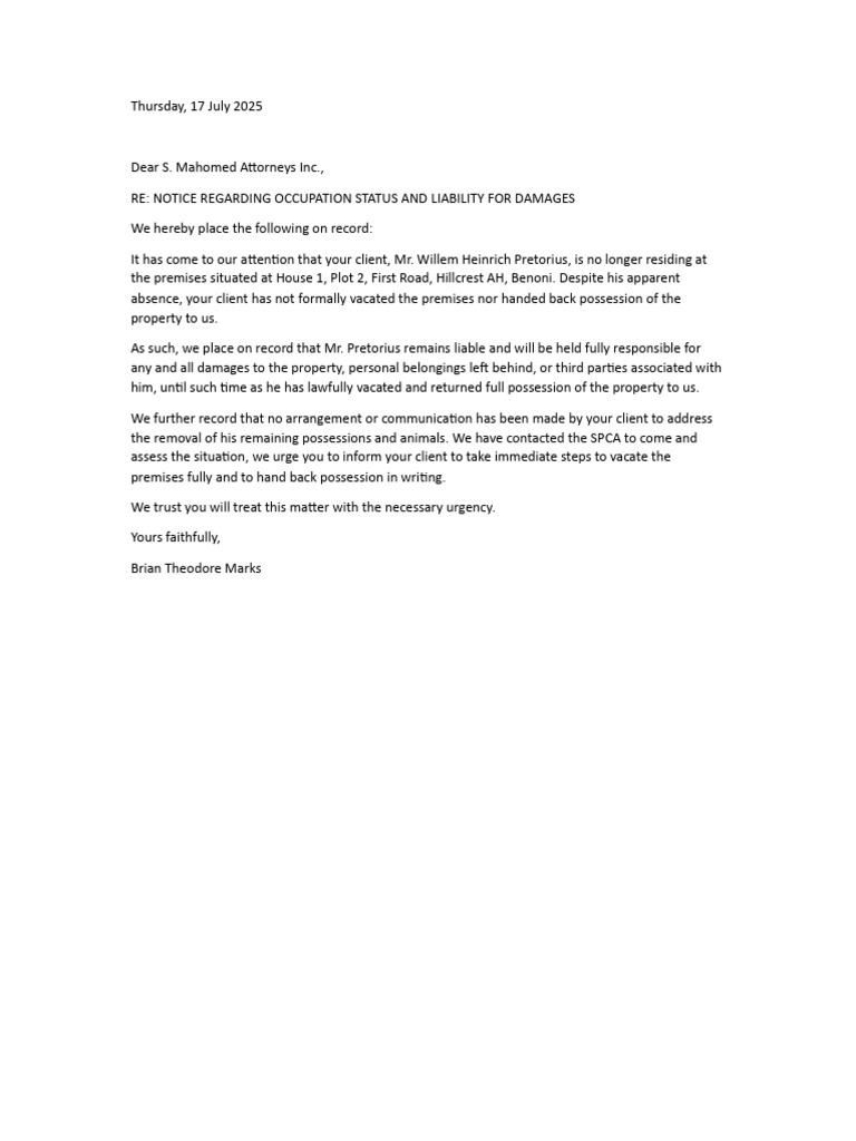 Client Not Residing On Premises | PDF