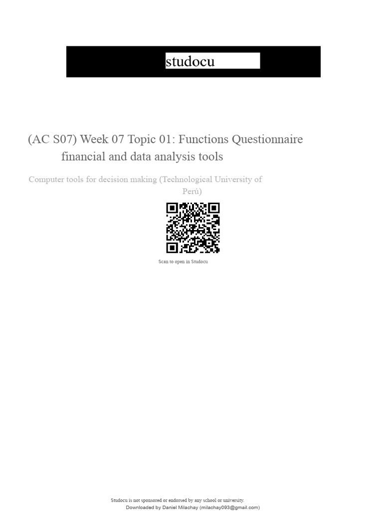 Ac s07 Week 07 Topic 01 Questionnaire Financial Functions and Data ...