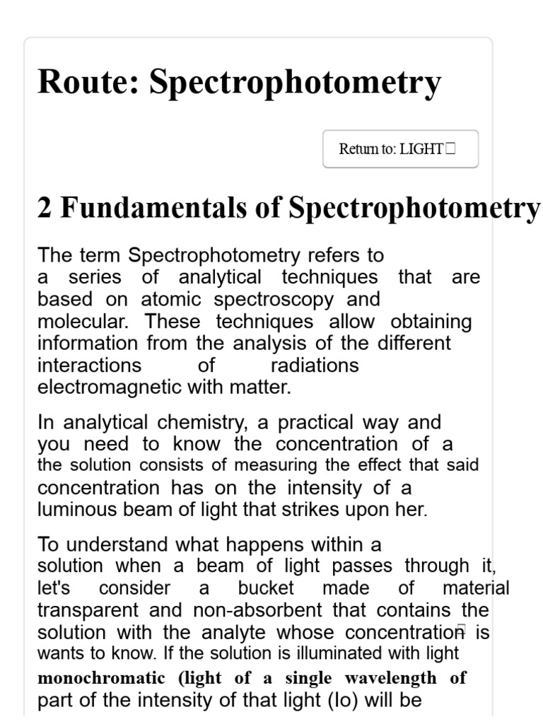 Fundamentals of Spectrophotometry | PDF | Absorbance | Spectrophotometry