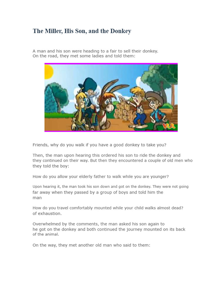 Text - Fable Workshop The Miller, The Boy and The Donkey - Effective ...