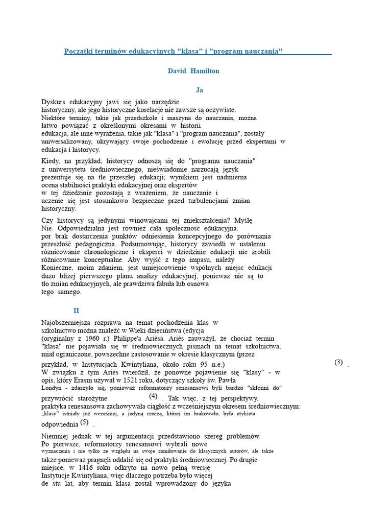 Pochodzenie Terminów Klasa I Program Nauczania | PDF