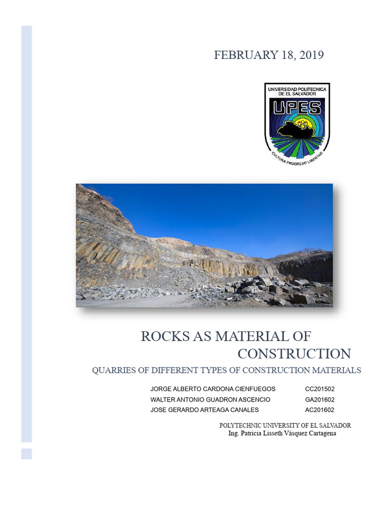 Rocks in Construction: Types & Quarries | PDF | Rock (Geology ...