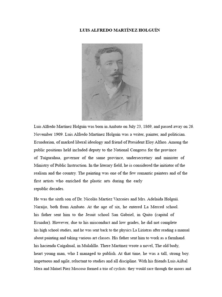Luis Alfredo Martínez Holguín: Life & Legacy | PDF | Ecuador