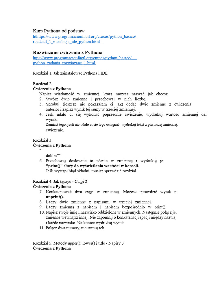 Kurs Pythona Od Podstaw | PDF