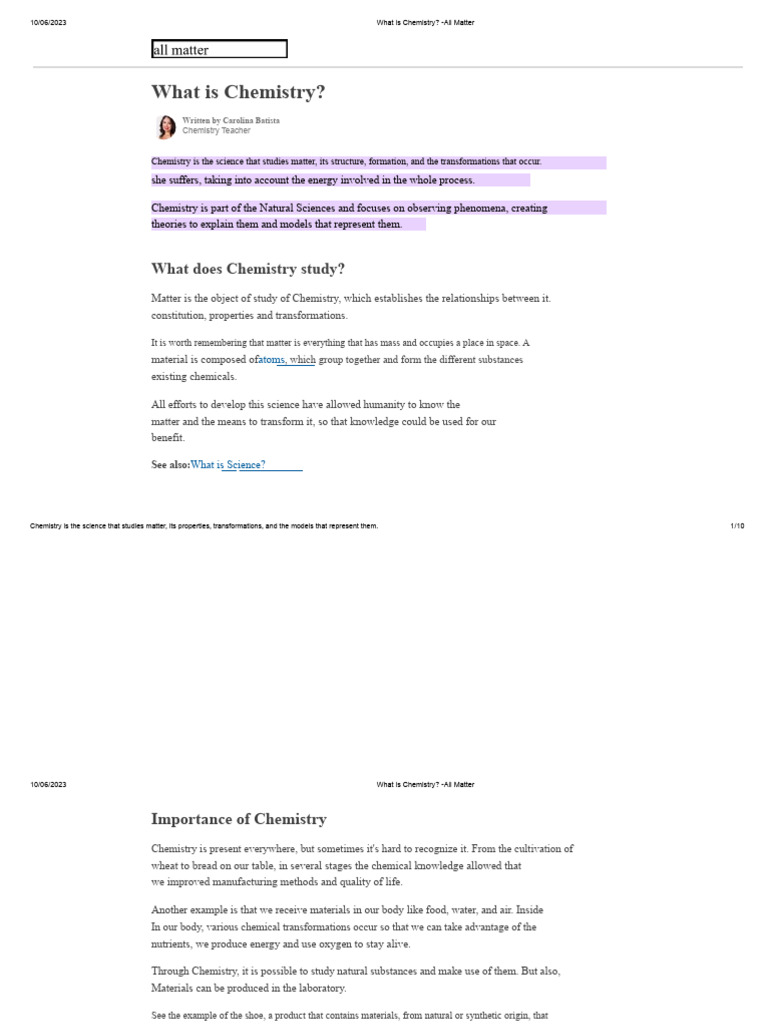 Understanding Chemistry: Matter & Transformations | PDF | Chemistry ...