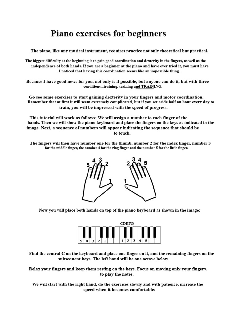 Keyboard Exercises For Beginners | PDF | Piano | Musical Instruments