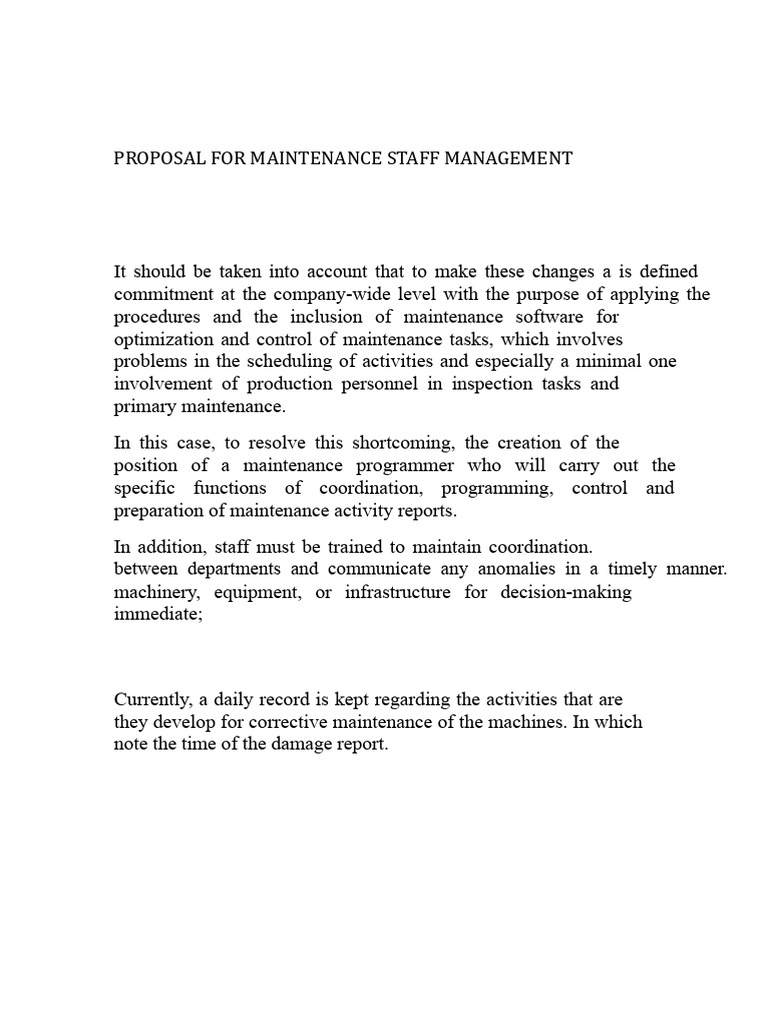 Proposal For Maintenance Personnel Management | PDF | Mechanical ...