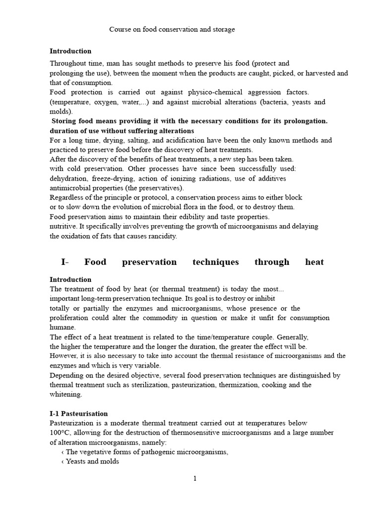 Course Conservation and Storage 2019 2020 | PDF | Food Preservation ...