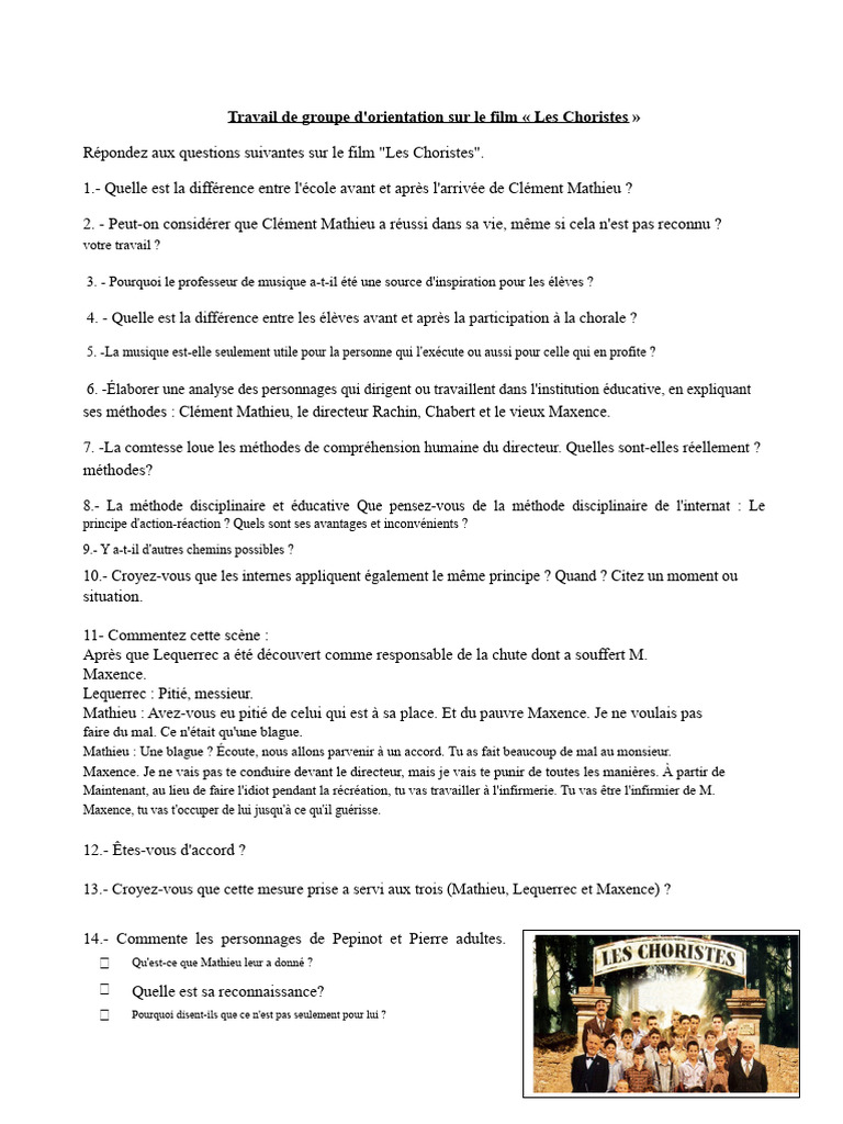 Analyse du film "Les Choristes" et ses thèmes | PDF