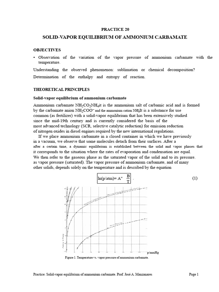 Ammonium Carbamate Vapor Pressure Study | PDF | Phase (Matter) | Ammonium