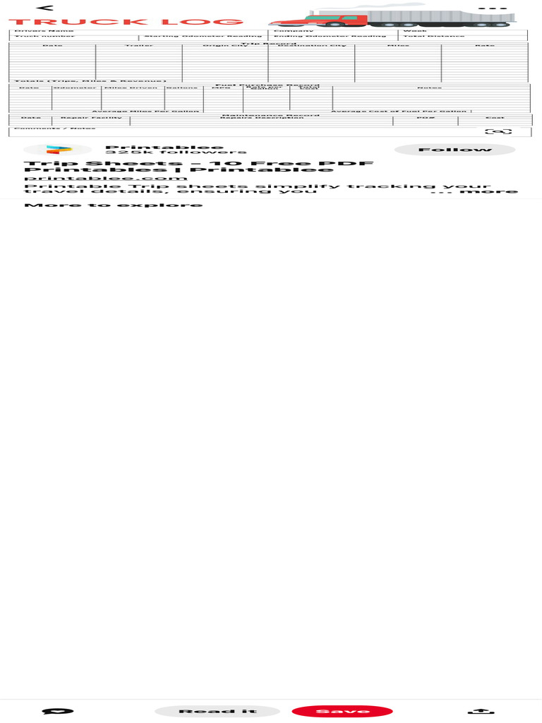 Free Printable Trip Sheets PDF | PDF