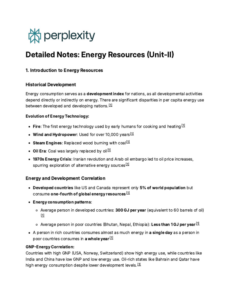 Detailed Notes - Energy Resources (Unit-II) | PDF | Petroleum | Fuels