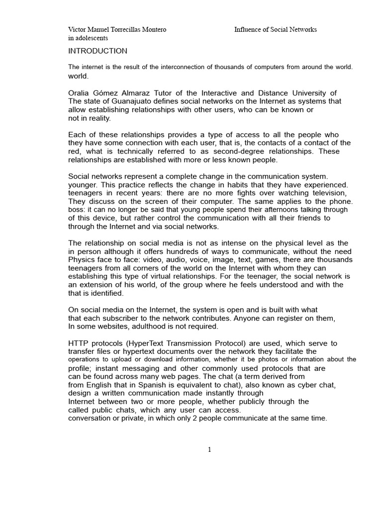 Thesis On The Influence of Social Media On Adolescents | PDF | Computer ...
