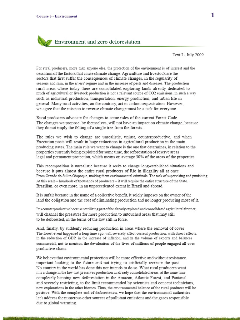 Zero Deforestation and Rural Production | PDF | Deforestation | Climate ...