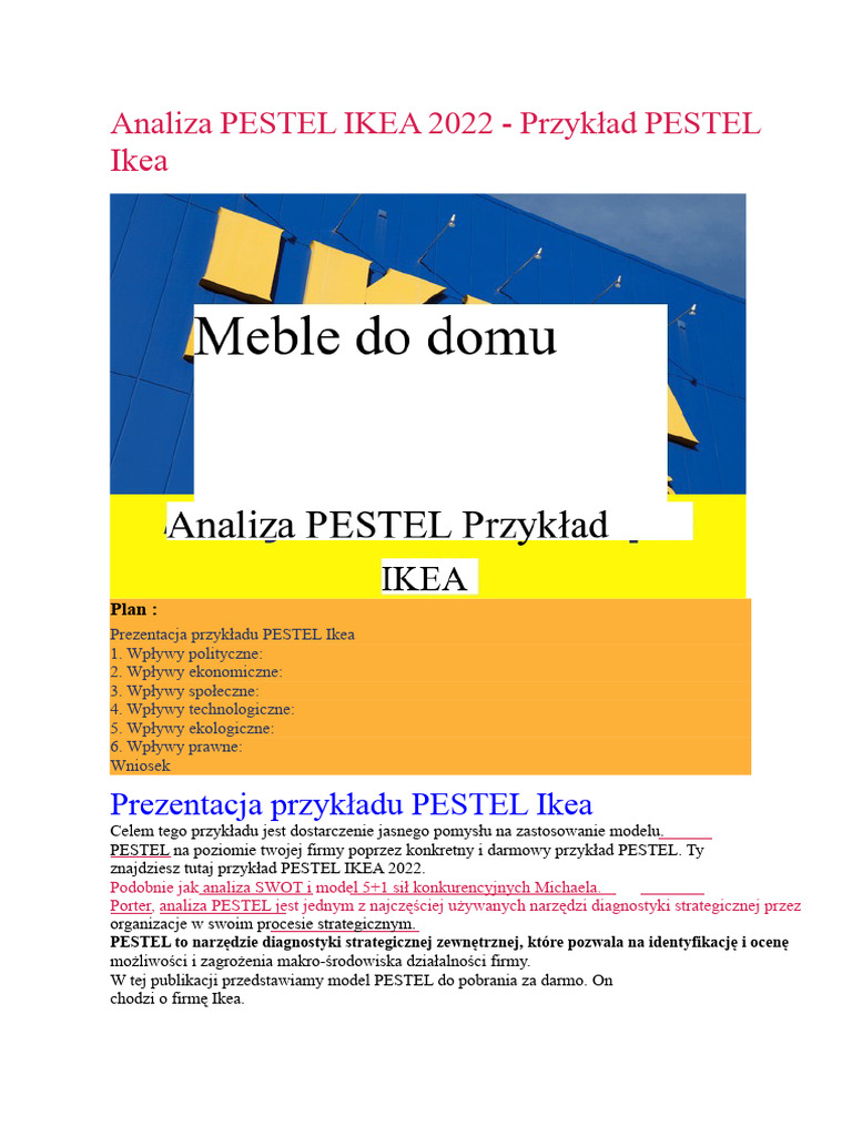 Analiza PESTEL IKEA 2022 | PDF