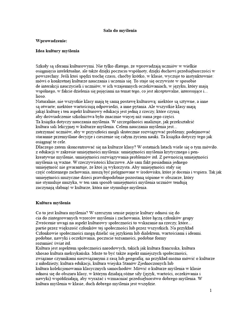 1994 Tishman-Perkins-Jay Klasa Do Myślenia Podsumowanie | PDF