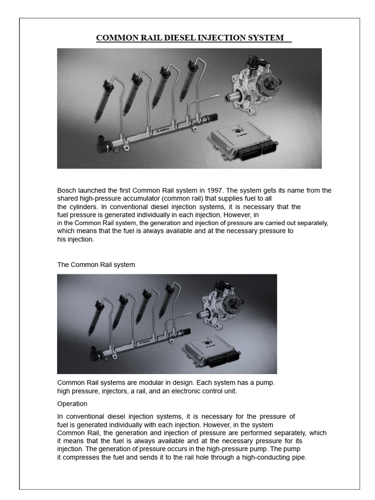 Common Rail Diesel Injection System | PDF | Fuel Injection | Diesel Engine