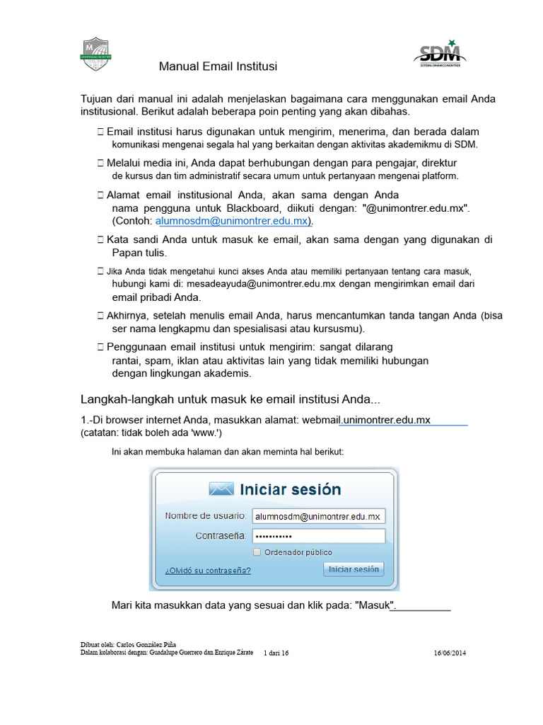 Panduan Penggunaan Email Institusi | PDF
