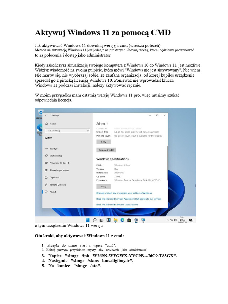 Aktywuj Windows 11 Za Pomocą CMD | PDF