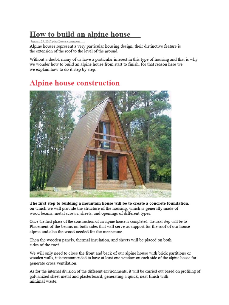 Build Your Own Alpine House Guide | PDF | Roof | Wall