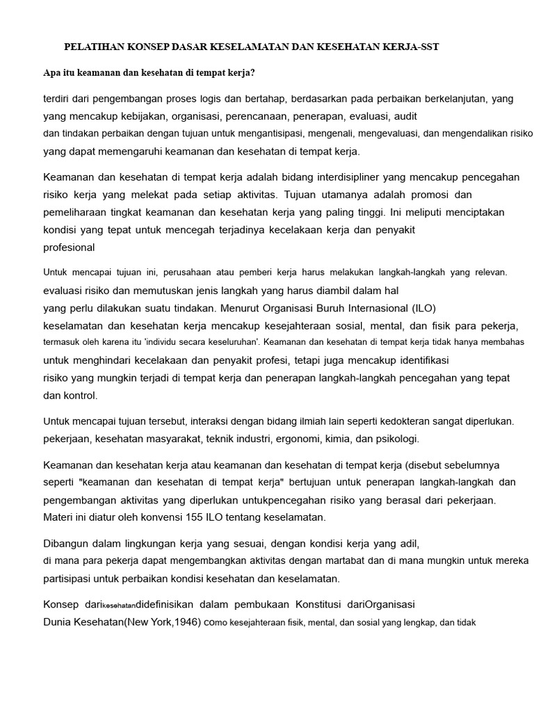 Workshop Konsep Dasar Keamanan Dan Kesehatan Kerja | PDF