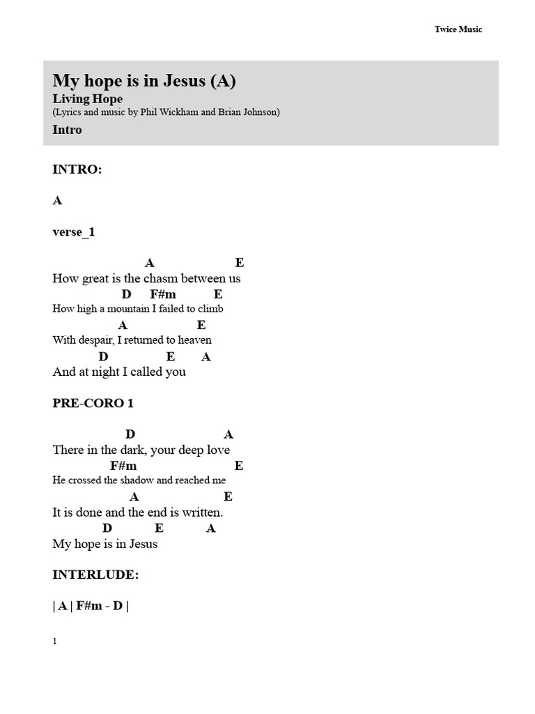 My Hope is in Jesus: Lyrics & Chords | PDF
